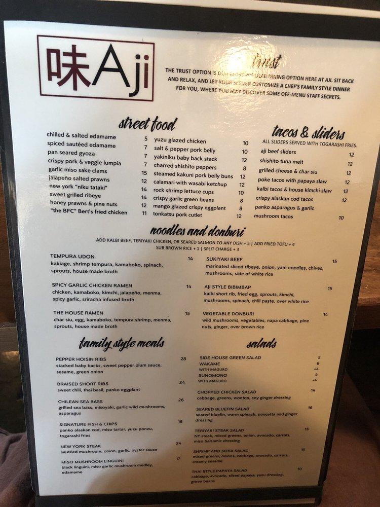 Carta del restaurante Aji Japanese Bistro, El Dorado Hills
