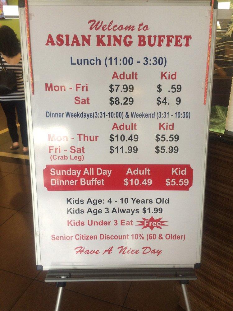 Menu at Asian King Buffet restaurant, Hurst