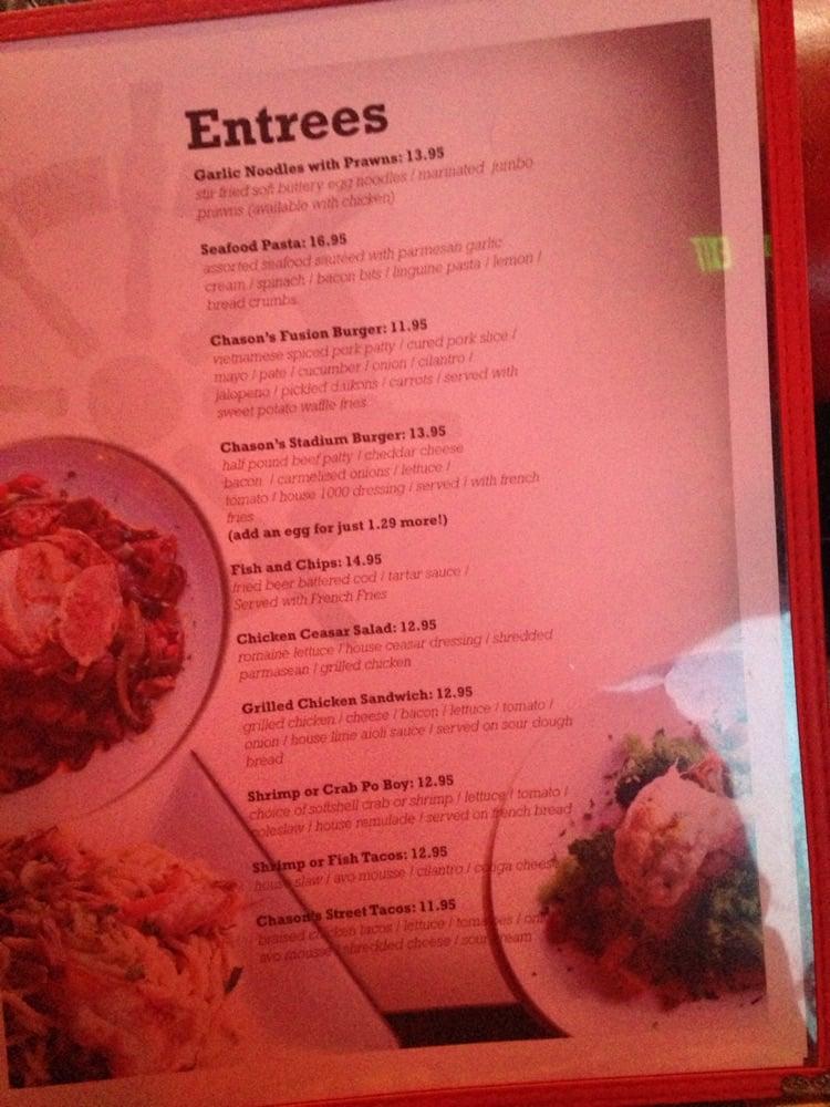 Menu at Chasons Crab Stadium pub & bar, Elk Grove