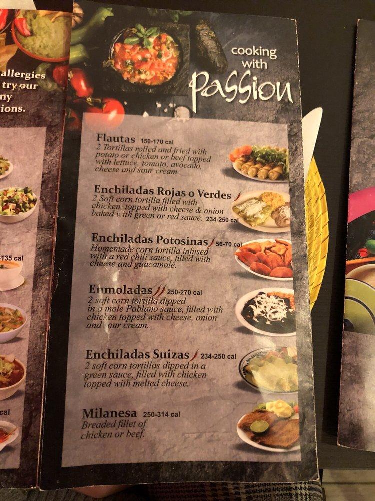 Menu at Cocina Mexicana restaurant, Barrie