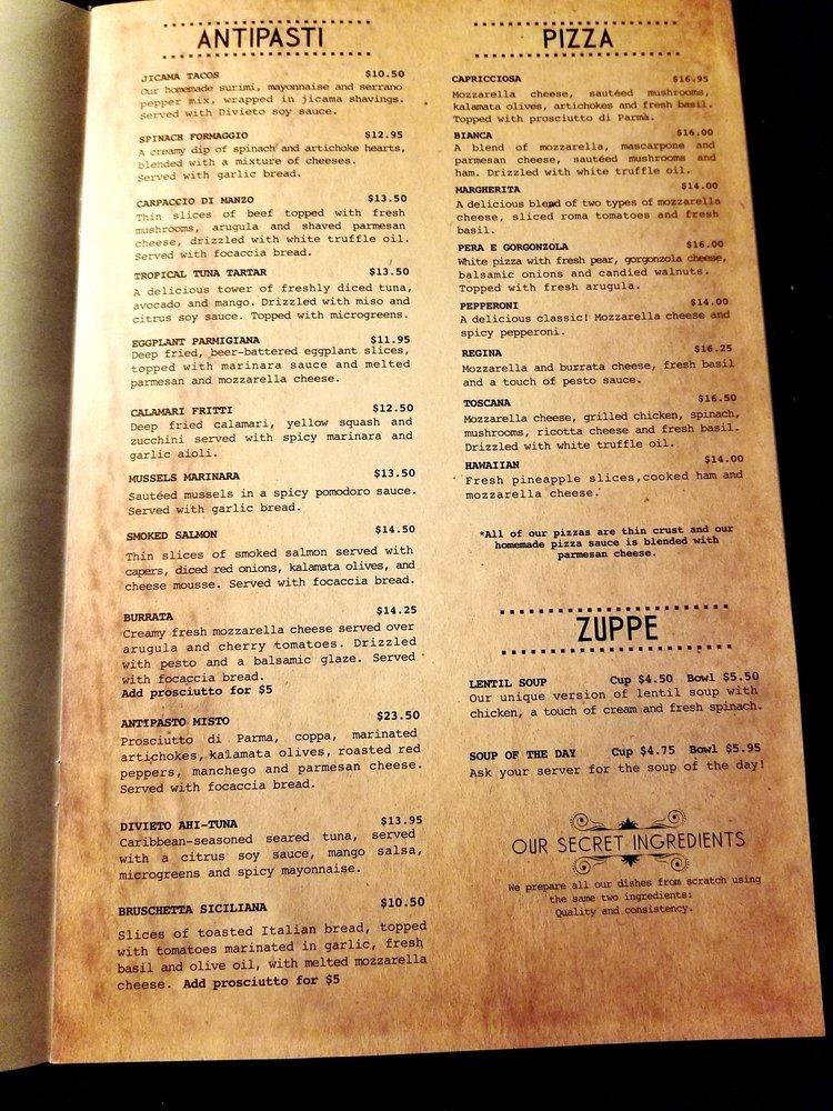 Menu at Divieto Ristorante restaurant, Estero