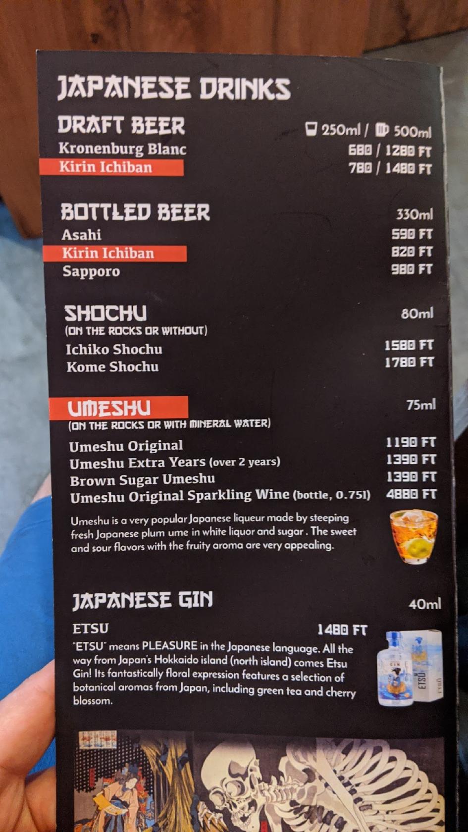 Menu at WAFU - Japanese gastro pub -, Budapest