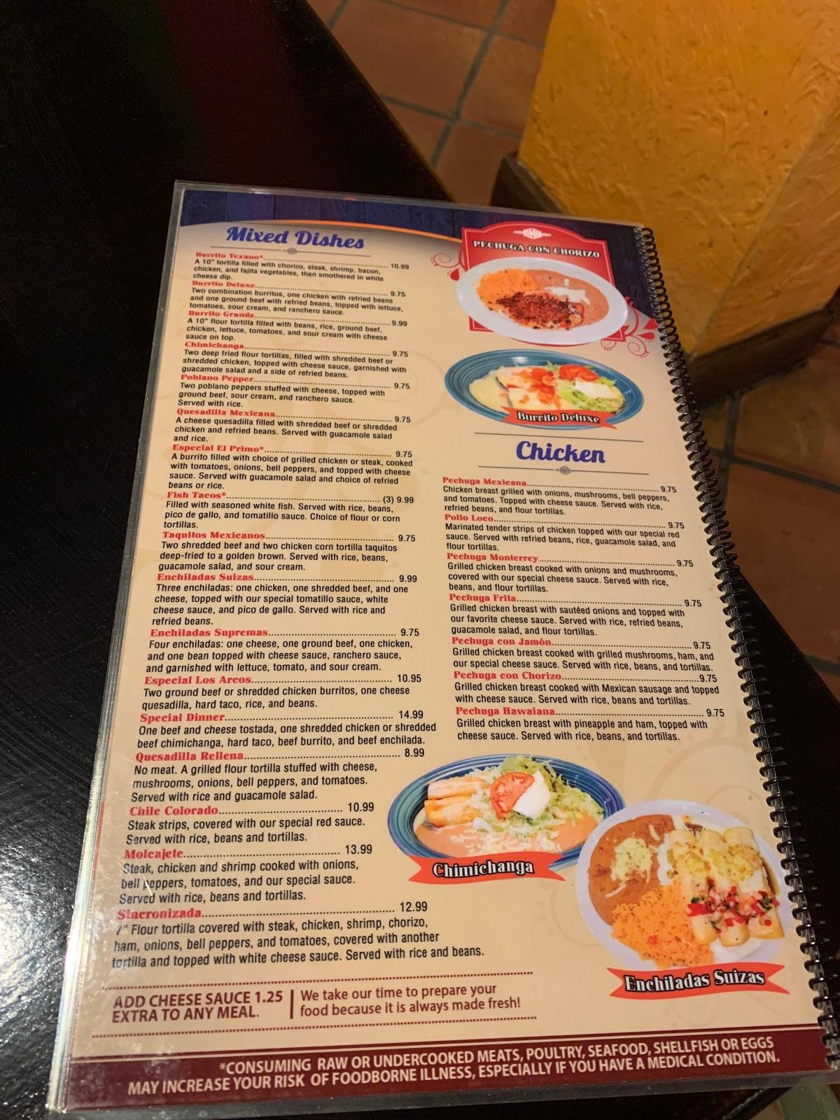 Menu at LOS ARCOSS MEXICAN RESTAURANT, Gardendale