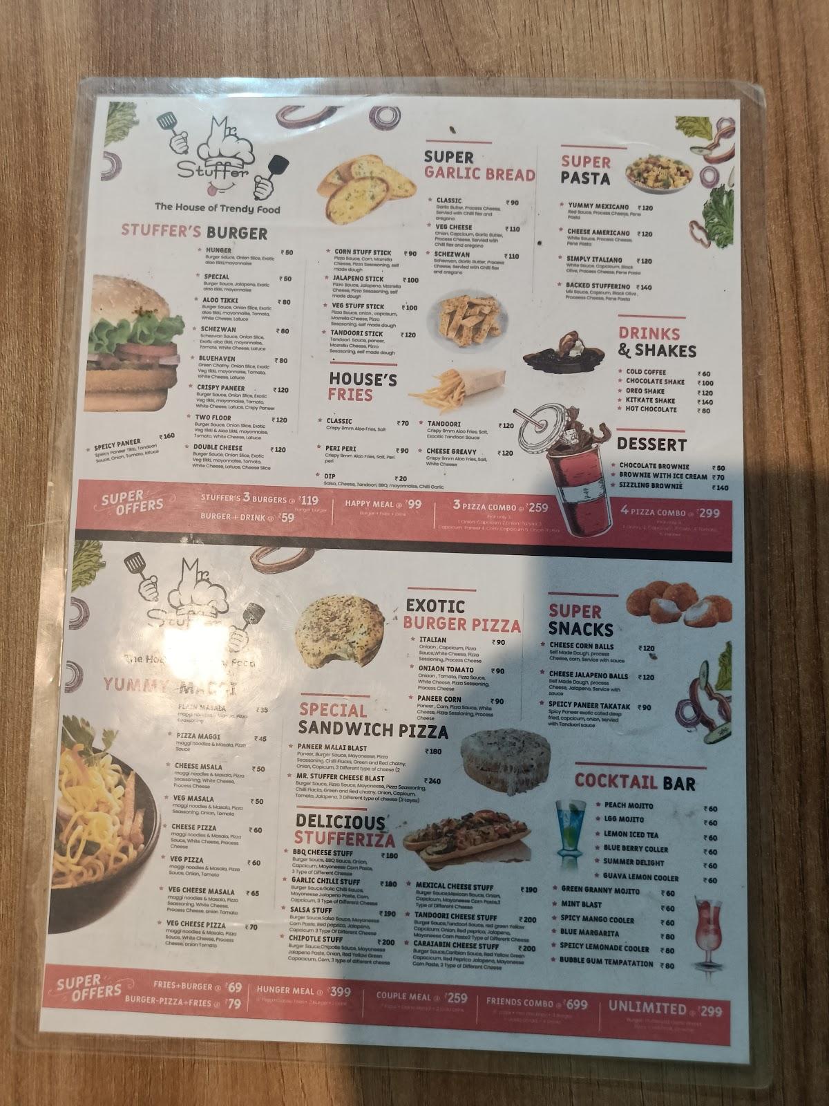 Menu at Mr.Stuffer, Kosamba