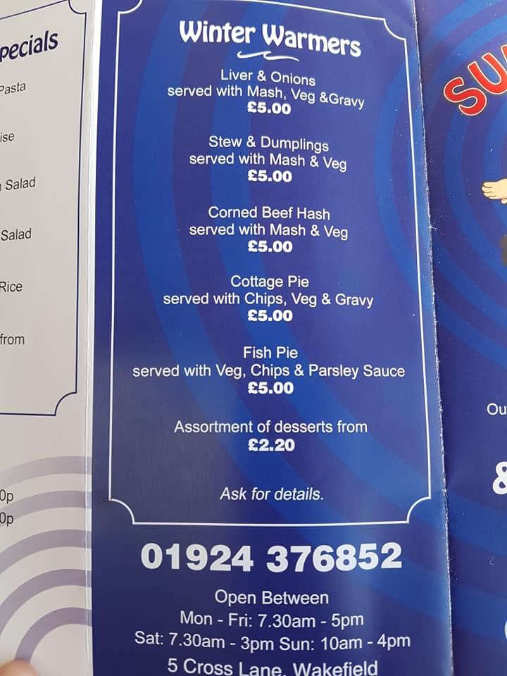 Menu at Supa Snax delivery cafe, Wakefield, 5 Cross Ln