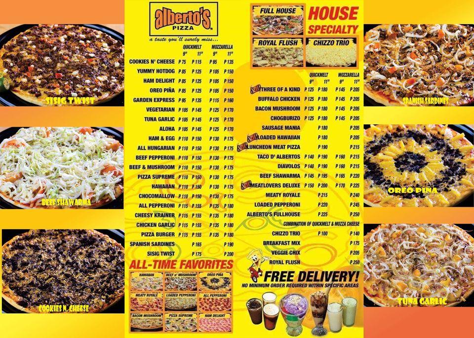 Menu at Albertos Pizza Ormoc restaurant, Ormoc, 531 Rizal St