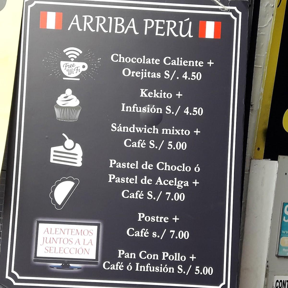 Menu at Arriba Perú, Miraflores