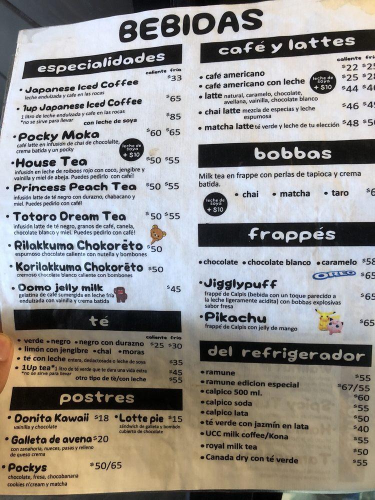 Menu at Otaku Anime Cafe, Tijuana