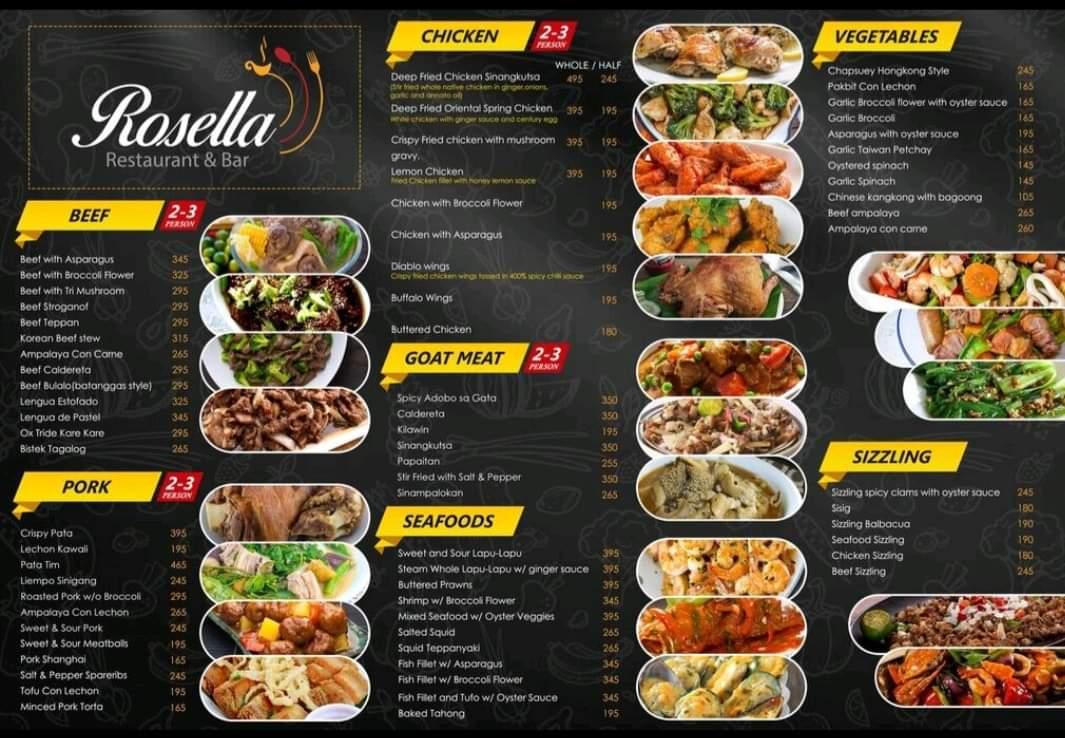 Menu at Rosella Restaurant &Bar, Davao City