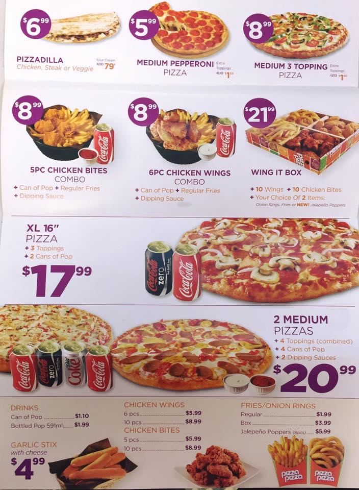 Menu at Pizza Pizza restaurant, Stirling, 115 Belleville Rd