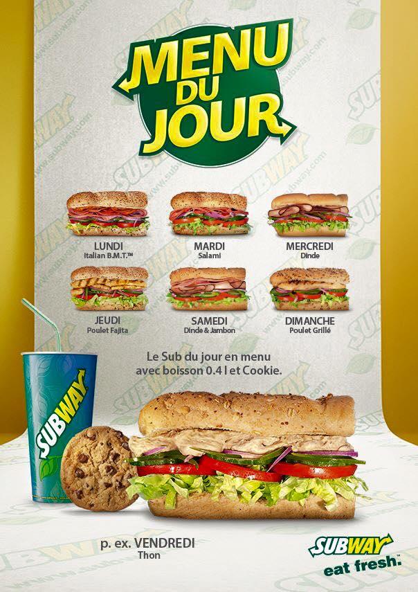 Menu at Subway, Neuchâtel