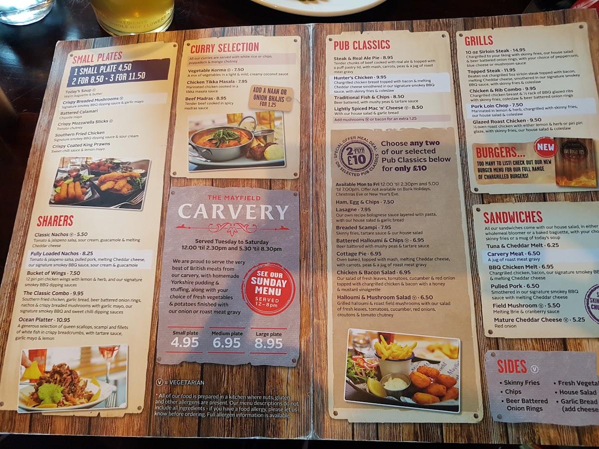 Menu at The Mayfield Seamer pub & bar, Scarborough