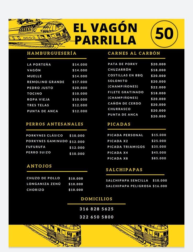 Menu at El Vagón Parrilla - Bar, Colombia