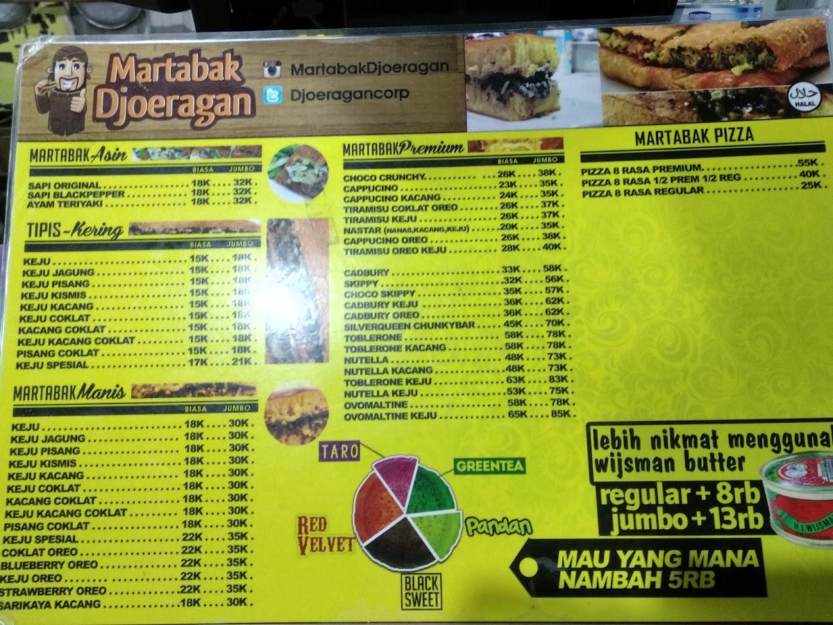 Menu at Martabak restaurant, Padang
