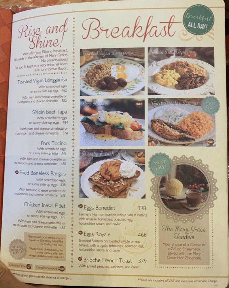 Menu at Mary Grace cafe, Quezon City, Eastwood Mall