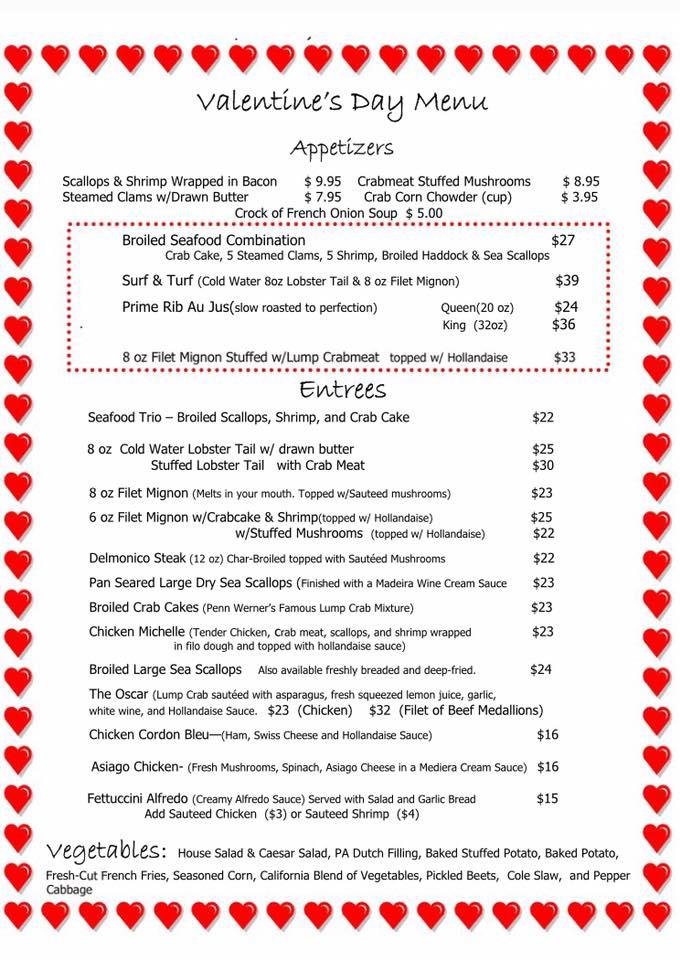 Menu at Penn Werner Hotel pub & bar, Wernersville