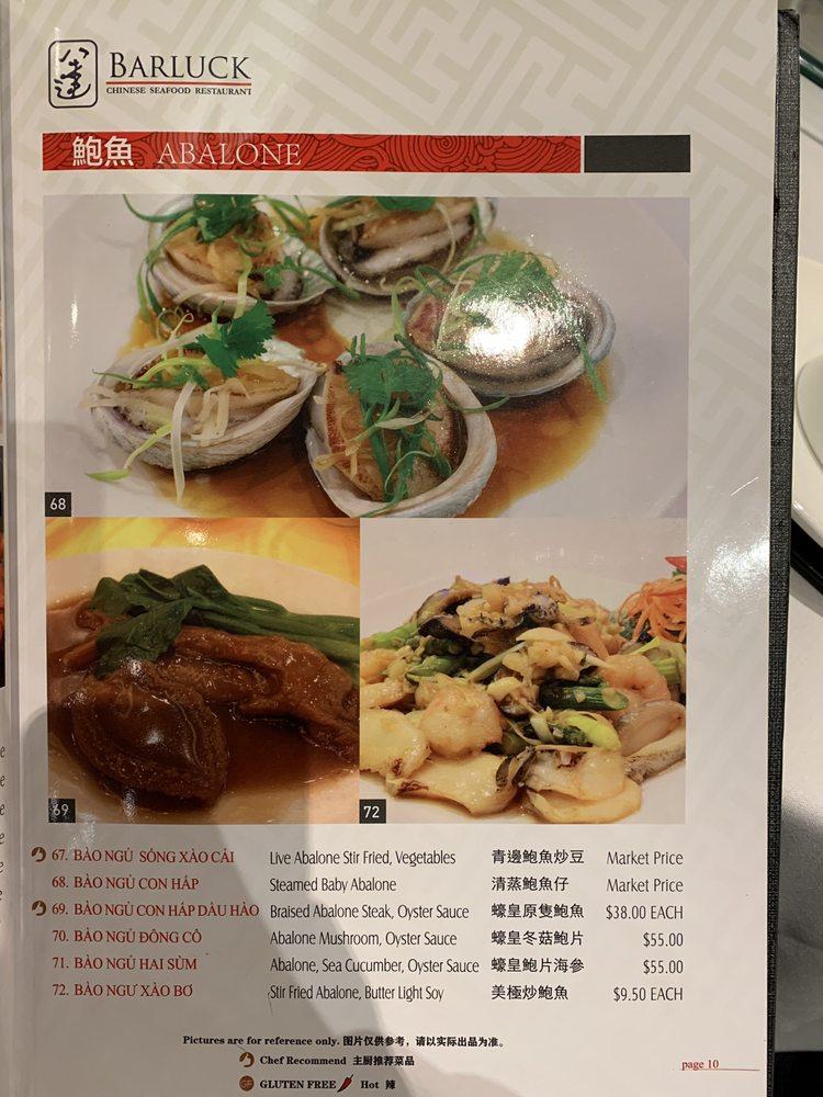 Menu at Barluck Seafood Restaurant, Cabramatta