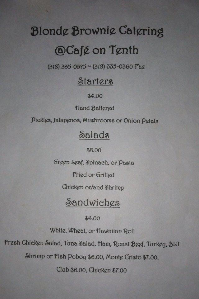 Menu at Cafe On 10th, Oakdale
