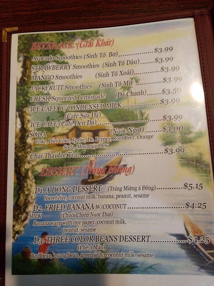 Menu at Pho A Dong Restaurant, Las Cruces