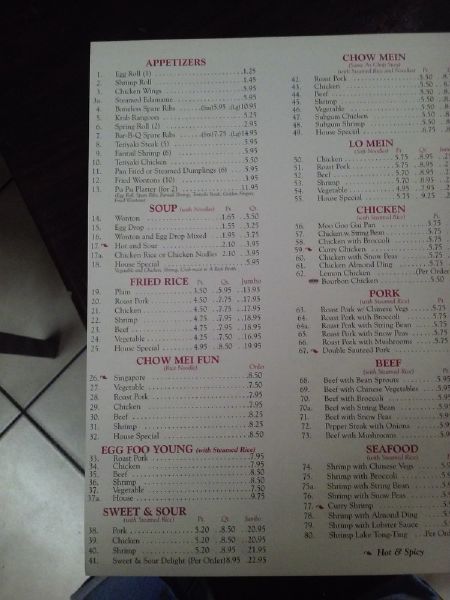 Menu at Golden Wok restaurant, Lantana