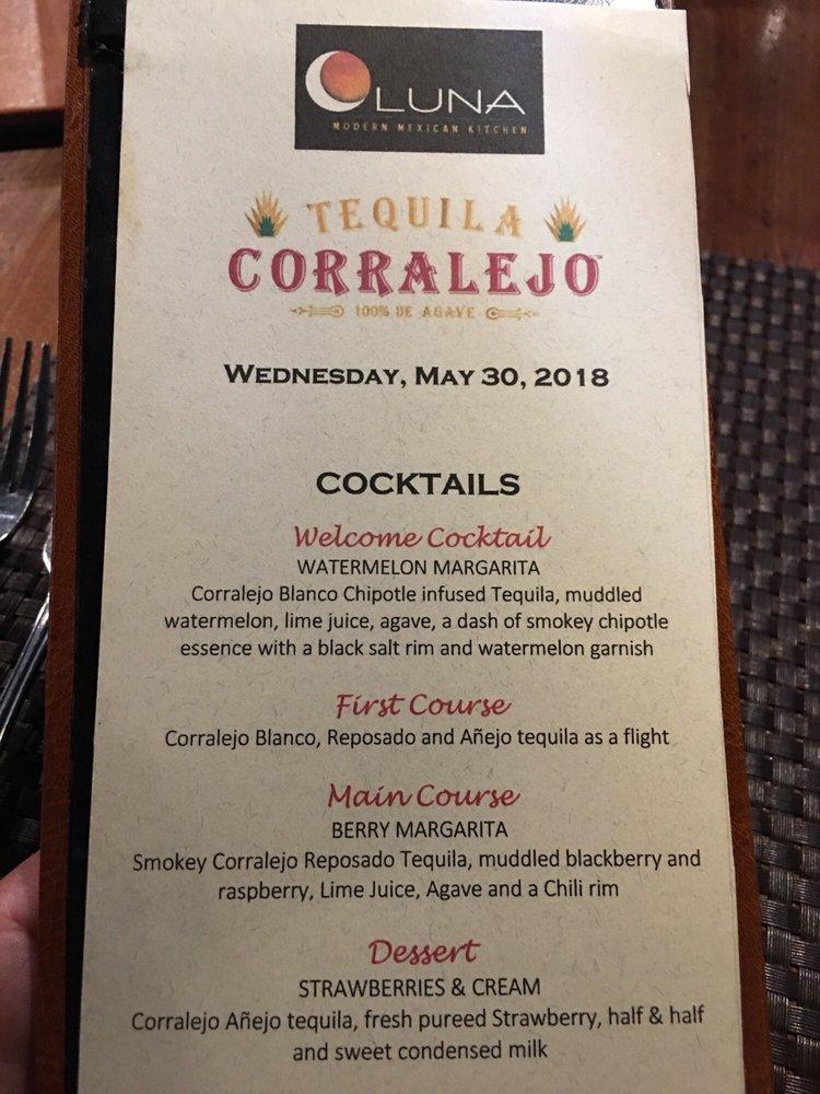 Menu at Luna Modern Mexican Kitchen restaurant, Rancho Cucamonga