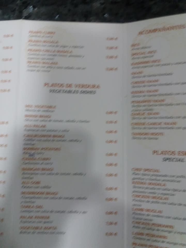 Menu at Restaurante Shere Khan, Moncada