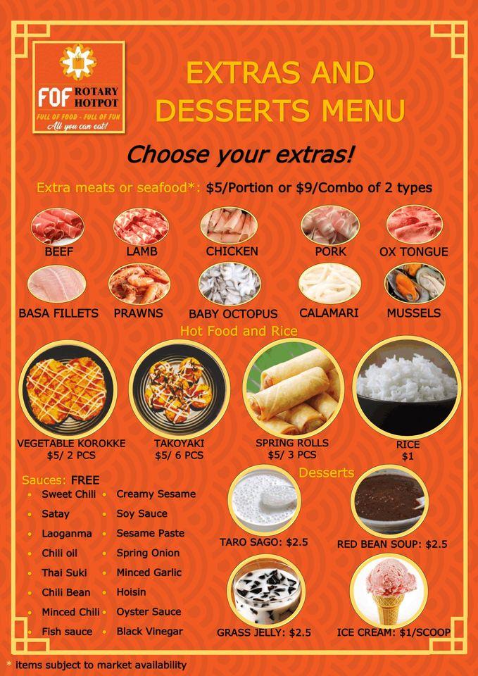 Menu at FOF Rotary Hotpot restaurant, Abbotsford