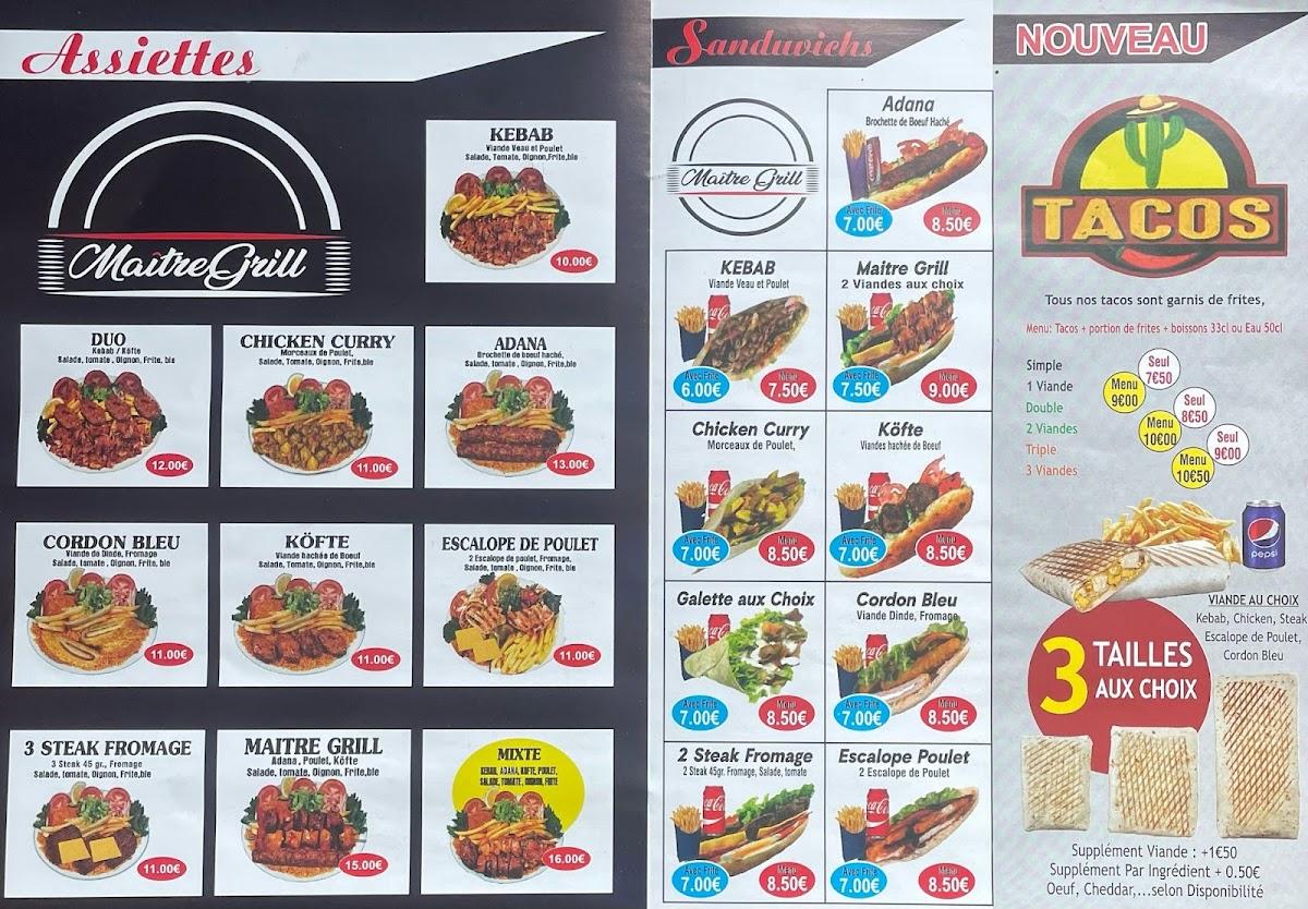 Menu at Maitre grill restaurant, Gallardon