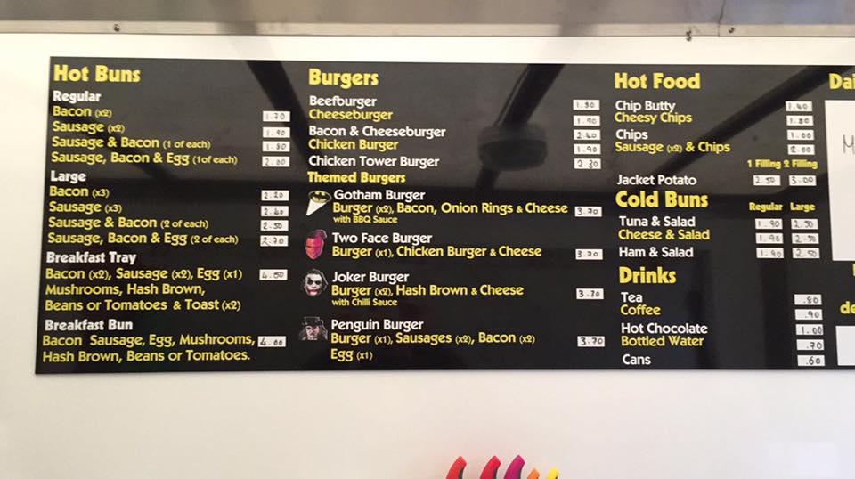 Menu at The Bap Mobile restaurant, Grimsby