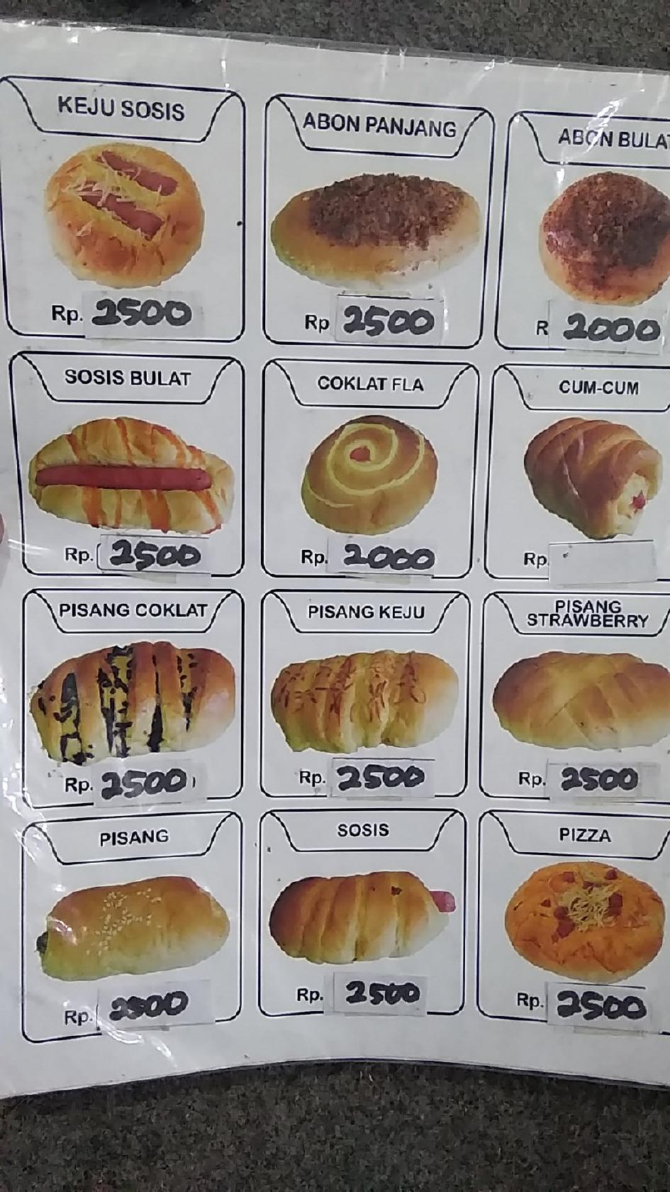 Menu at Toko Roti Az Zahra, Sumput