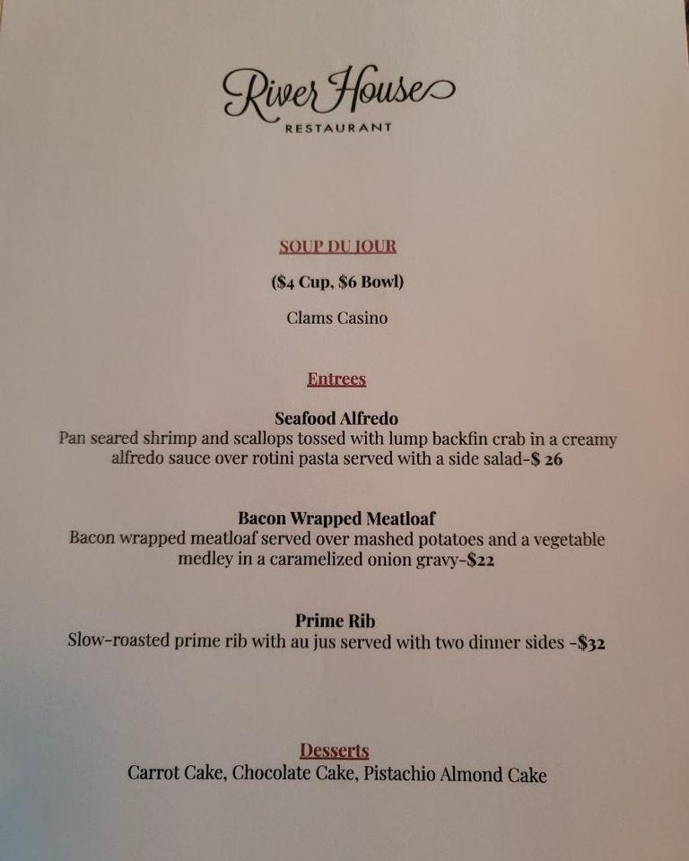 Menu at RiverHouse Restaurant, Pulaski