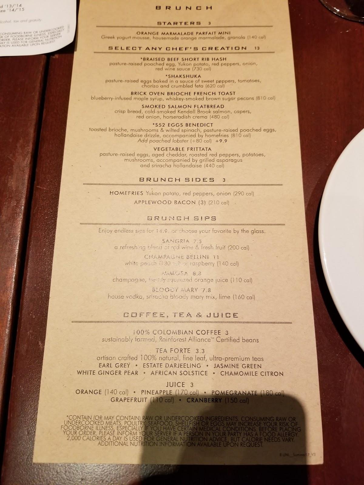 Menu at Seasons 52 pub & bar, Coral Gables