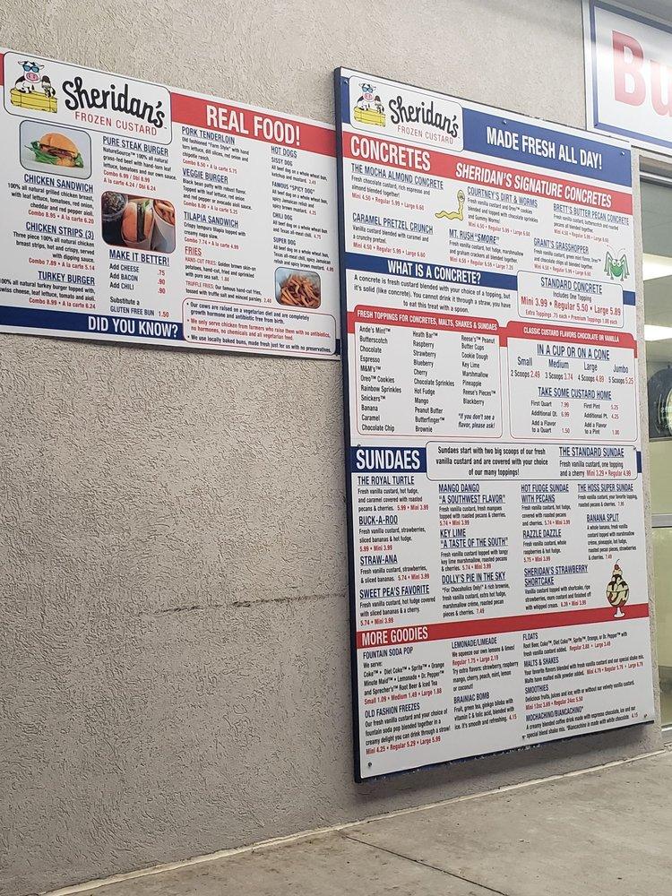 Carta del restaurante Sheridan's Frozen Custard, Topeka