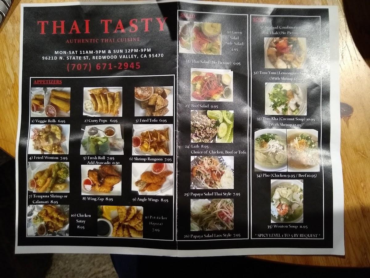 Menu at Thai Tasty restaurant, Redwood Valley