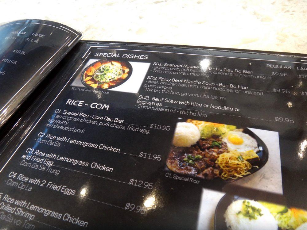 Menu at The Viet Noodle Guy restaurant, Burnaby