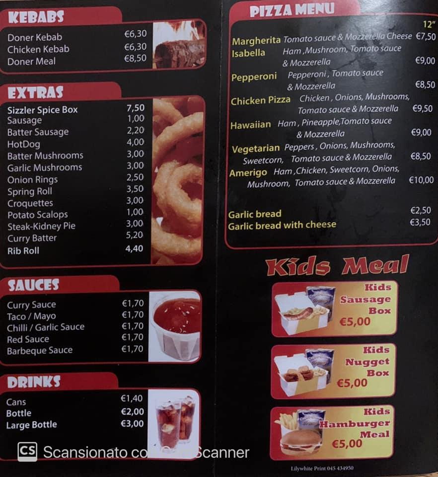 Menu at Amerigos Take Away Kilmeague Kildare restaurant, Kildare