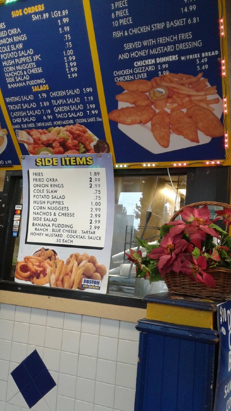 Menu at Boston Fish Supreme restaurant, Birmingham, Bessemer Rd