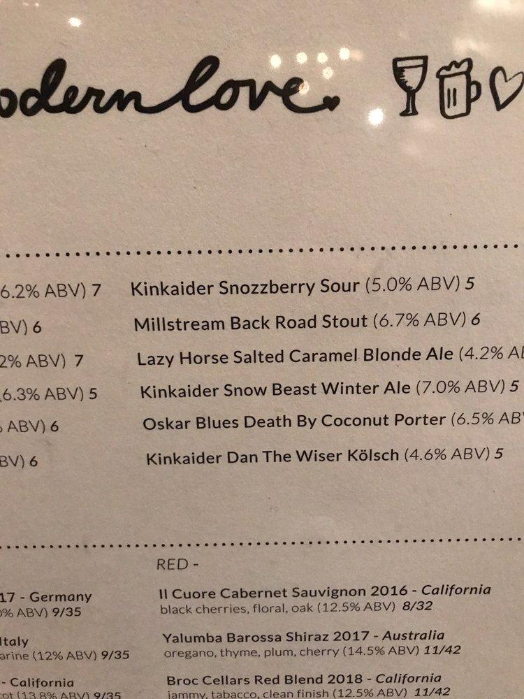 Menu at Modern Love desserts, Omaha, Farnam St Suite 7113