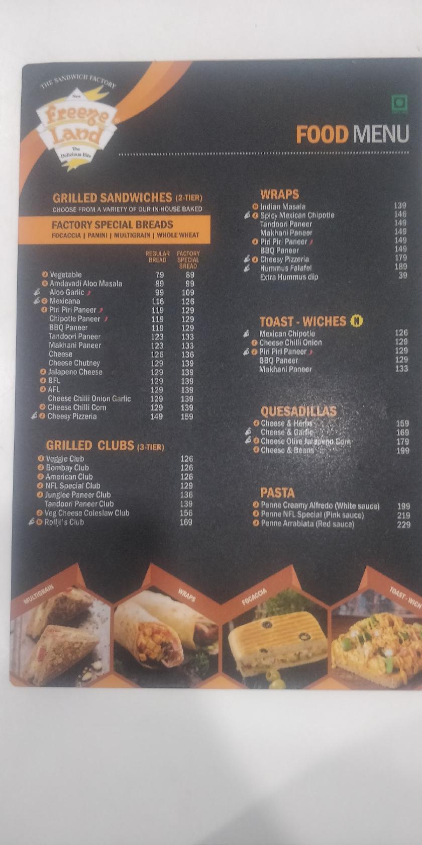 Menu at New Freezeland, Ahmedabad, Rivera Arcade