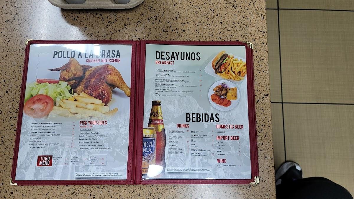Menu at Peru Chicken Restaurant, Las Vegas