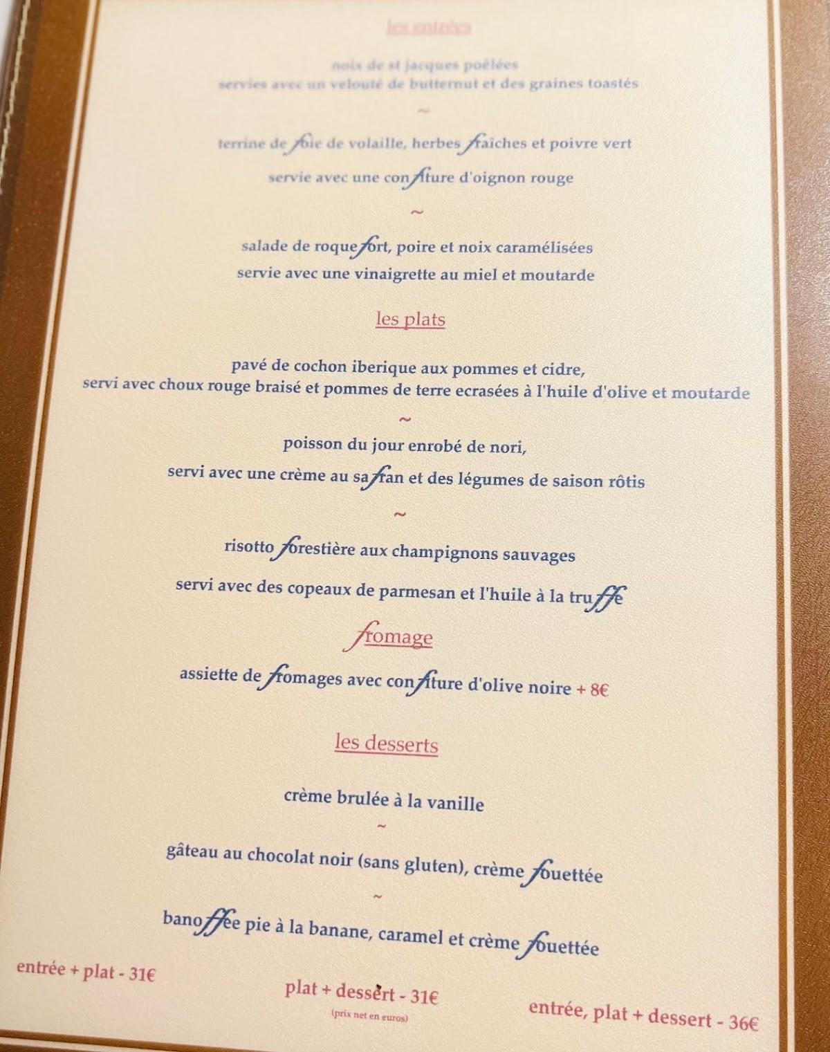 Menu au Restaurant Fou de Fafa, Avignon