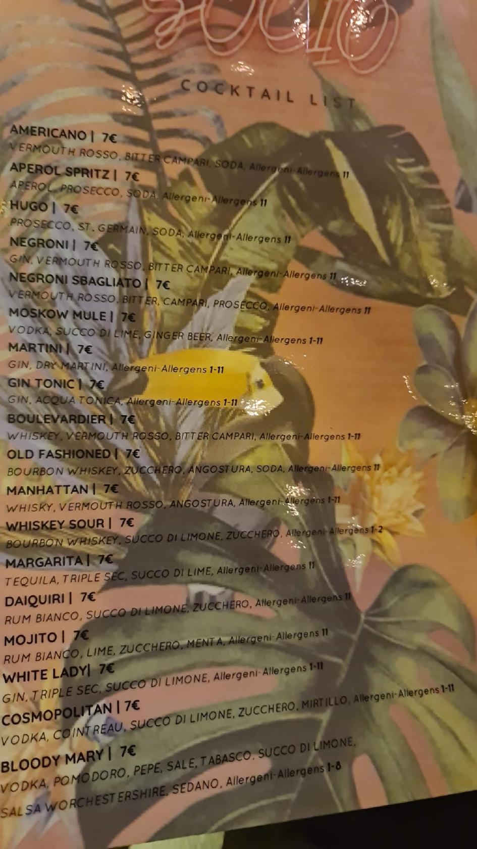 Menu da SOCIO urban garden pub & bar, Palermo
