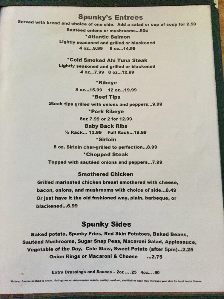Menu at Spunky McDoogle's restaurant, New Bern, S Glenburnie Rd