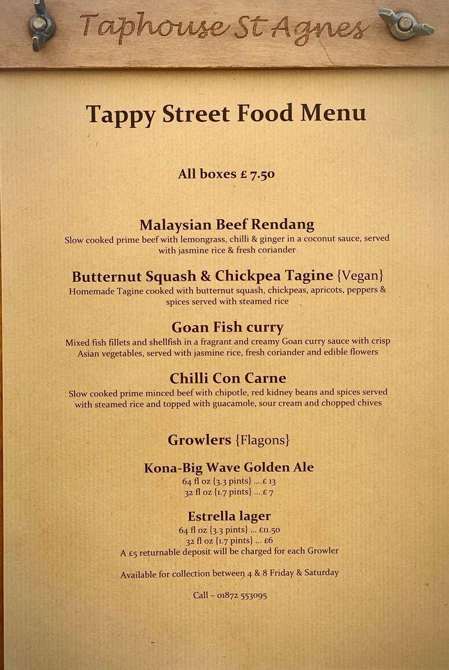 Menu at The Tap House pub & bar, Saint Agnes