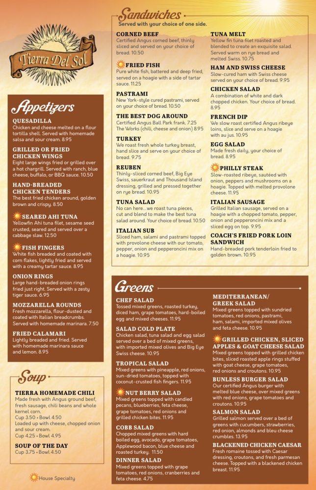 Menu at Tierra Del Sol Country Club, Lady Lake