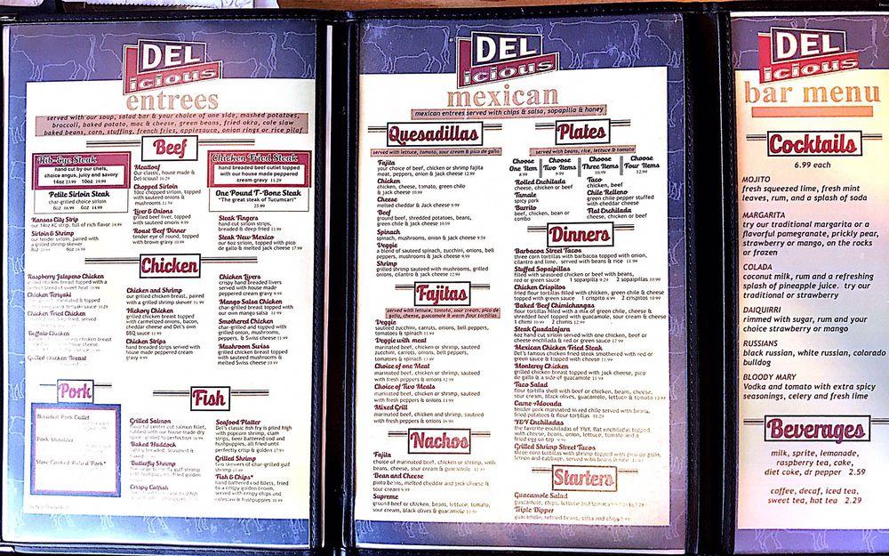 Menu at Del's Restaurant, Tucumcari