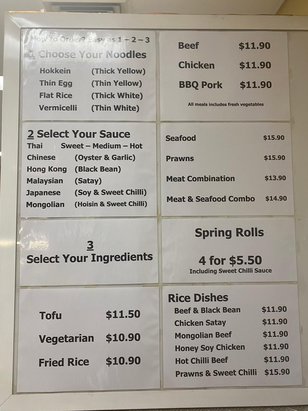 Menu at Hard Wok Noodle Bar, Richlands