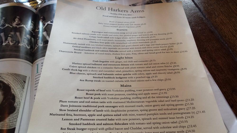 Menu at The Old Harkers Arms pub & bar, Chester