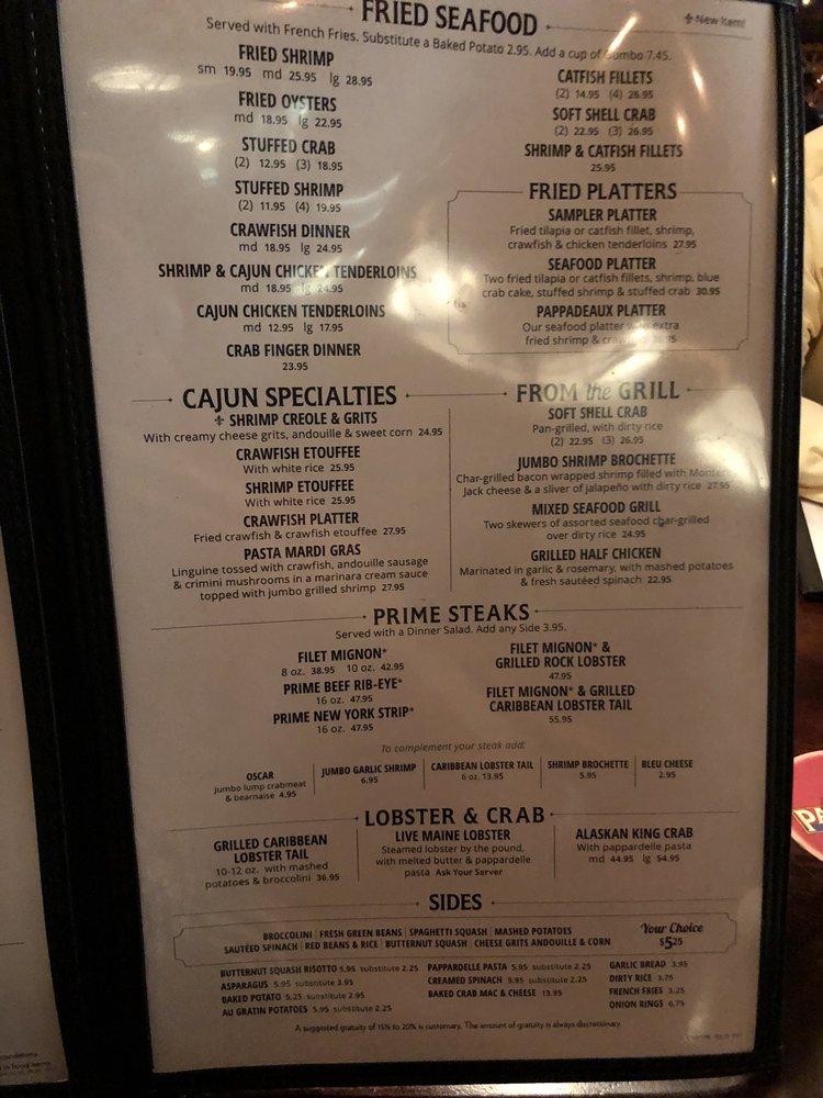Menu at Pappadeaux Seafood Kitchen restaurant, Greenwood Village, E ...