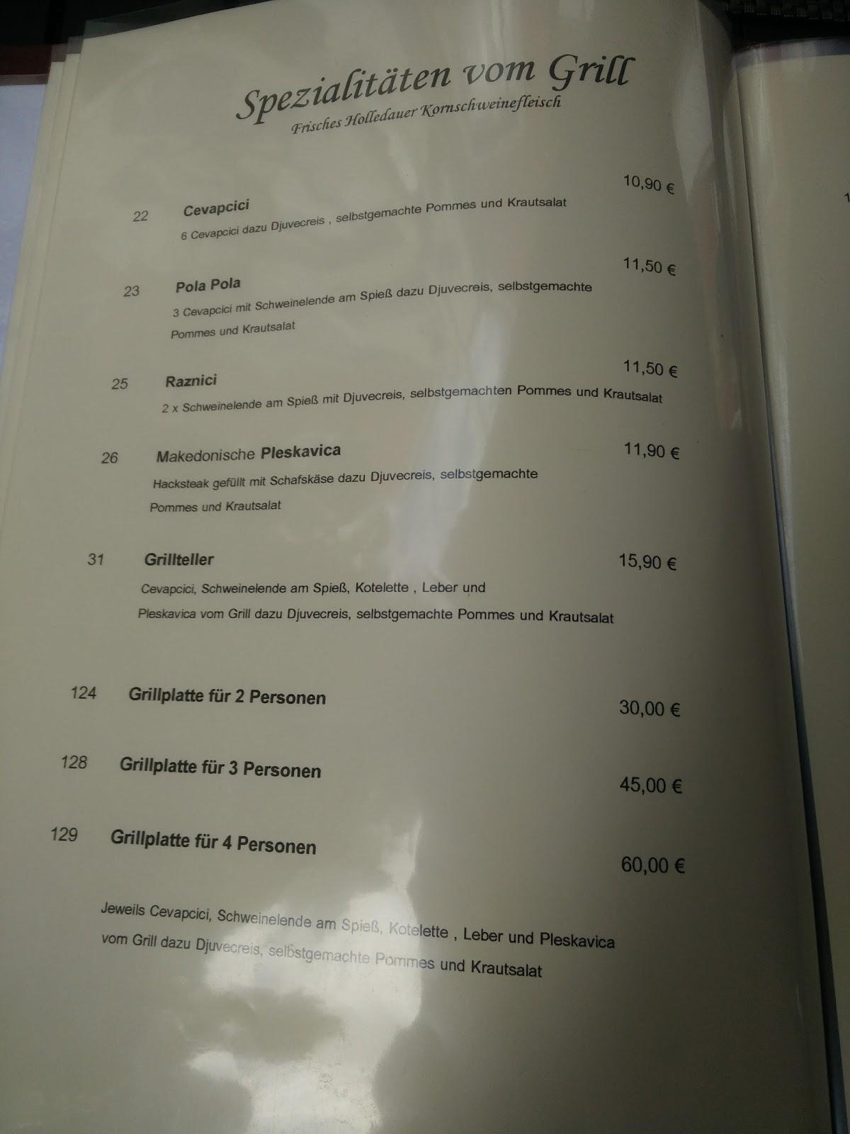 Speisekarte von Restaurant Mediterran bei Zoran, Abensberg